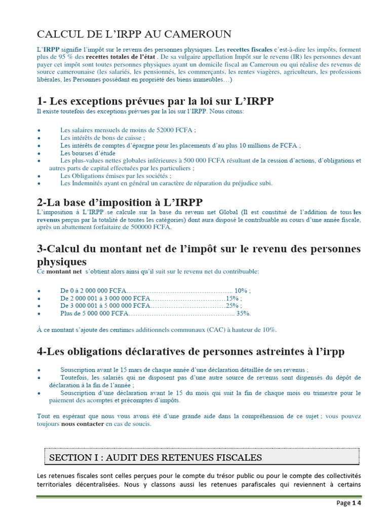 Calcul de L'irpp | PDF | Impôt sur le revenu | Impôts