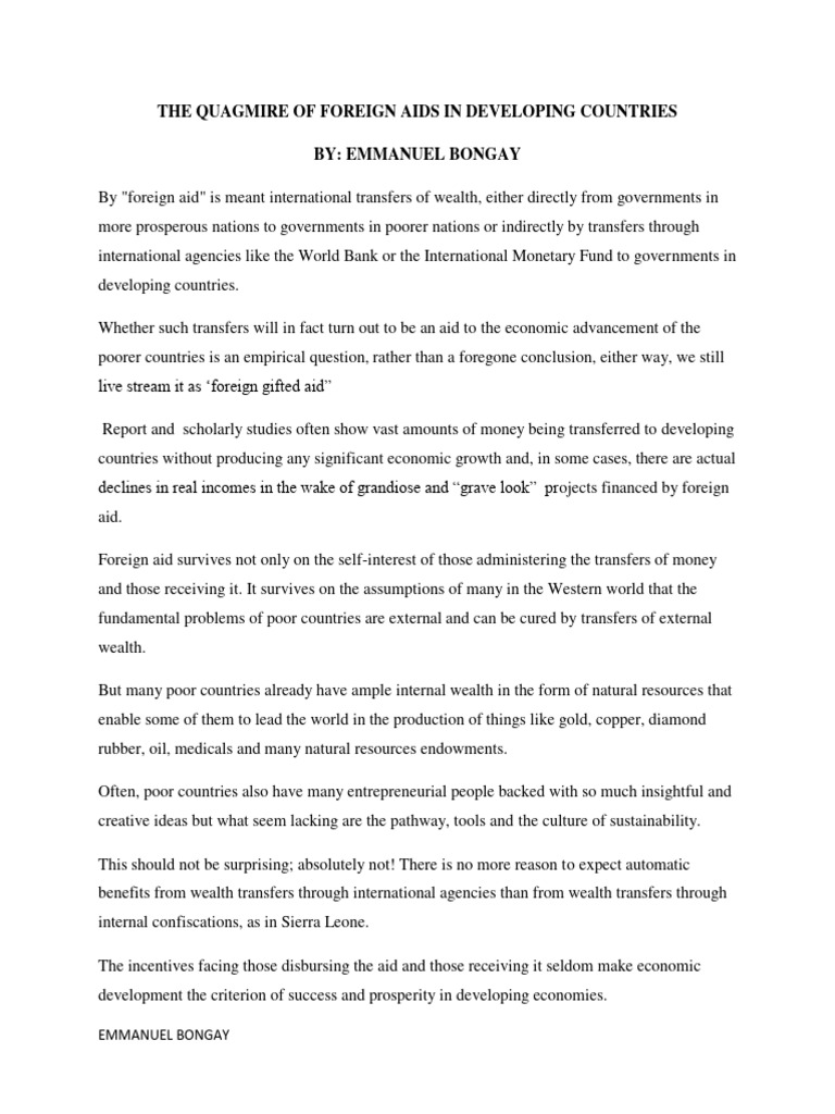 The Quagmire of Foreign Aids in Developi | PDF | Aids | Developing Country