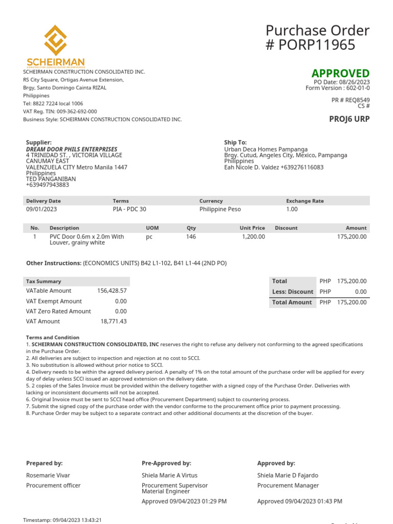Purchase Order Request For Payment PORP11965 | PDF | Value Added Tax ...