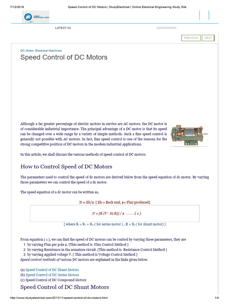 Speed Control of DC Motors - StudyElectrical - Online Electrical ...