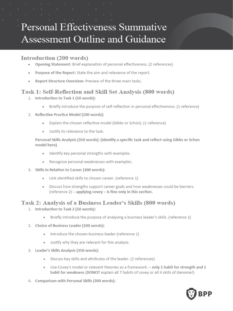 Personal Effectiveness Assessment Guide | PDF | Reflective Practice ...