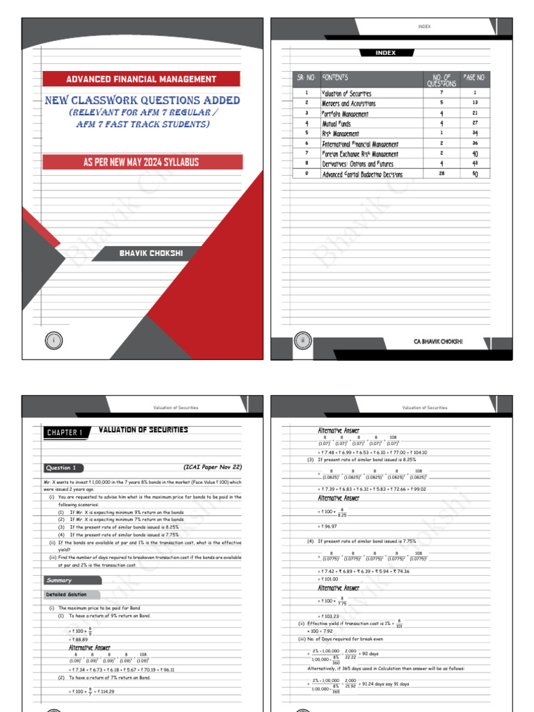 AFM New Questions Added in AFM 7 Reg AFM 7 Fast Track by Bhavik | PDF | Bonds (Finance) | Share ...