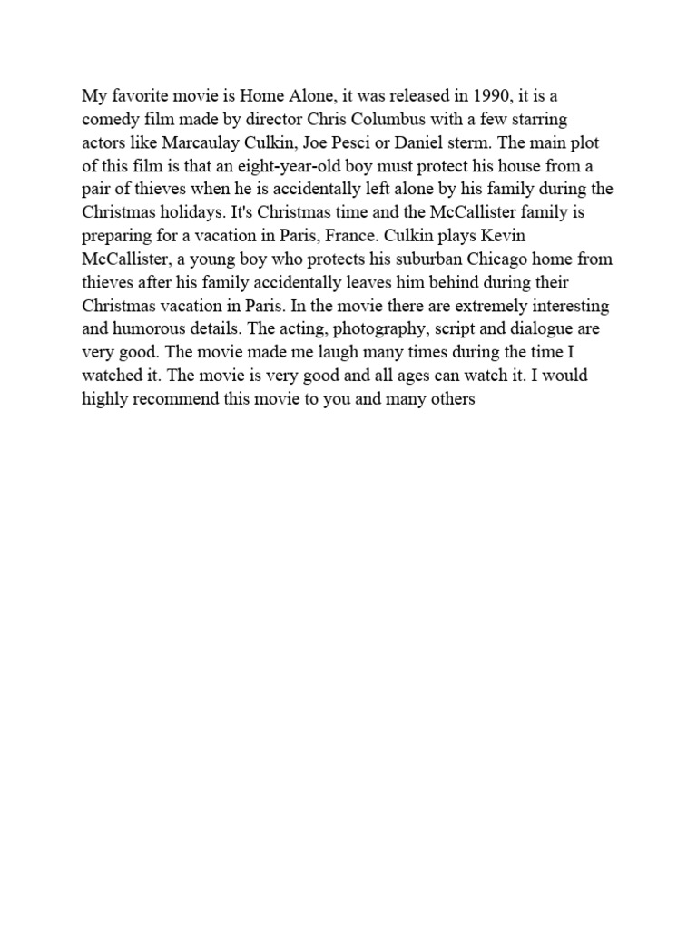 My Favorite Movie Is Home Alone | PDF