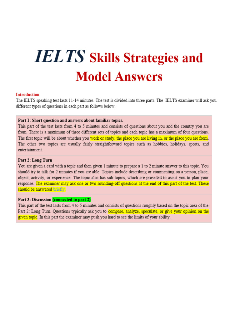 ORIGINAL ~ IELTS SPEAKING | PDF | Question | Speech