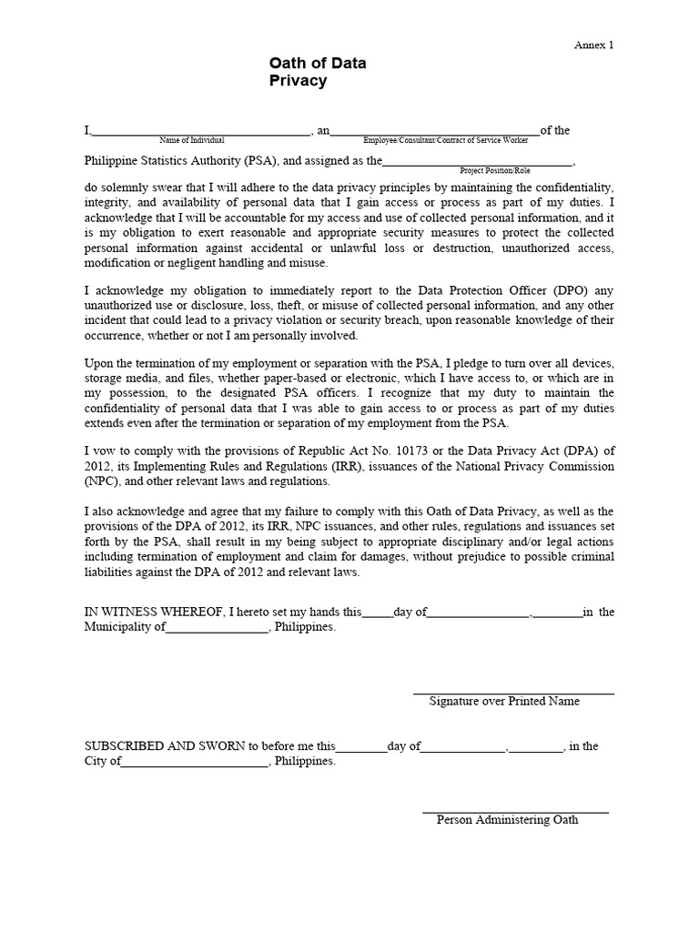 Oath of Data Privacy | Download Free PDF | Privacy | Information Privacy