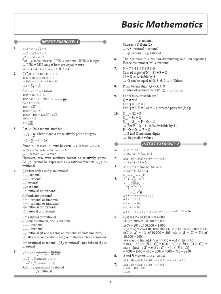 Mathematics Solutions - Module 1 & 2 | PDF | Rational Number | Numbers