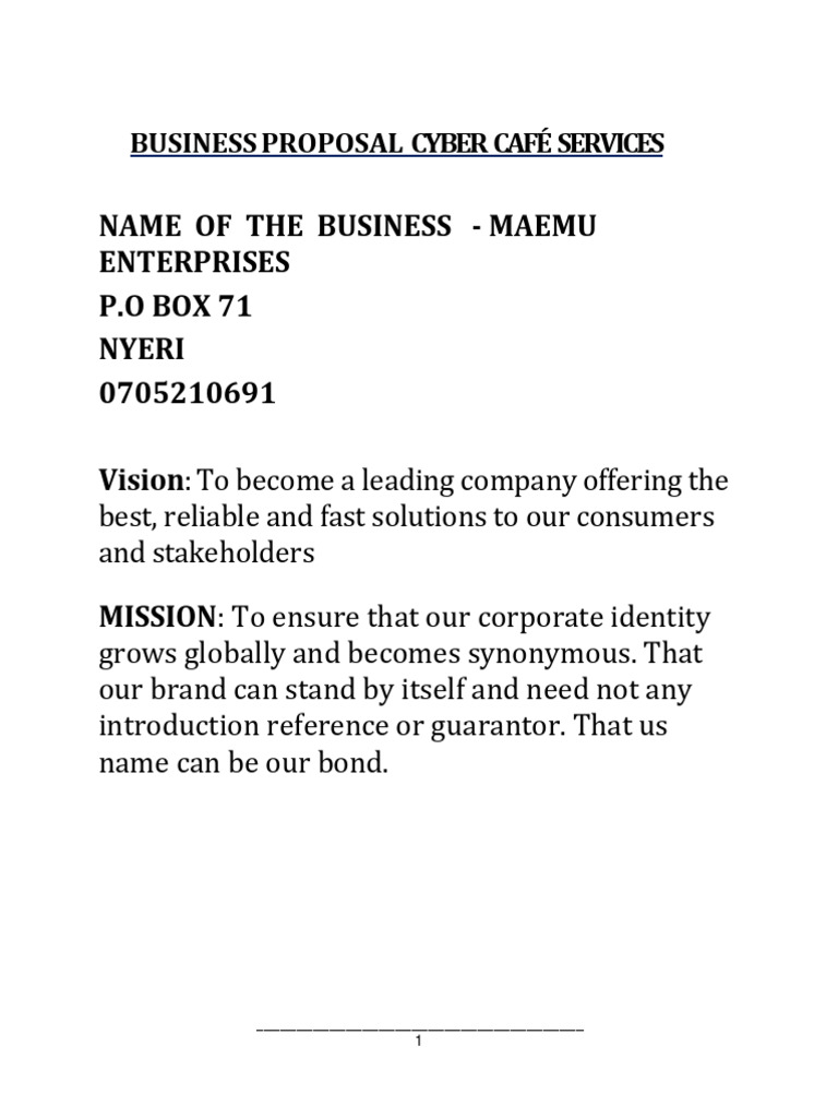 Business Proposal Maemu Cyber Café Services | PDF | Computer Network ...