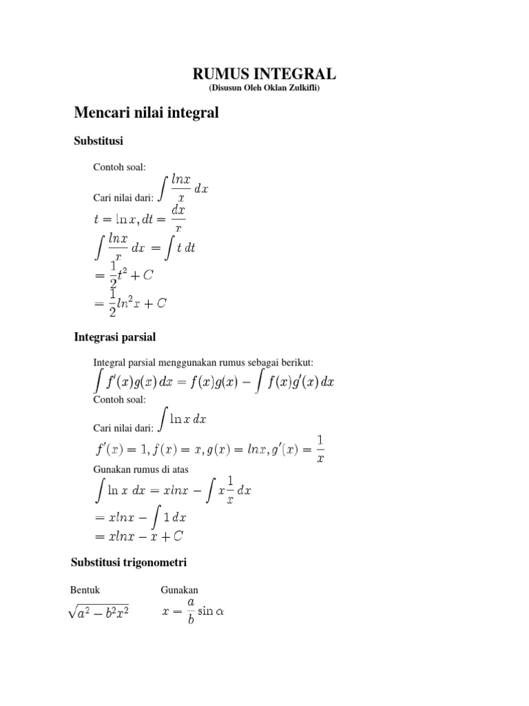 Dokumen - Tips Kumpulan Rumus Integral | PDF