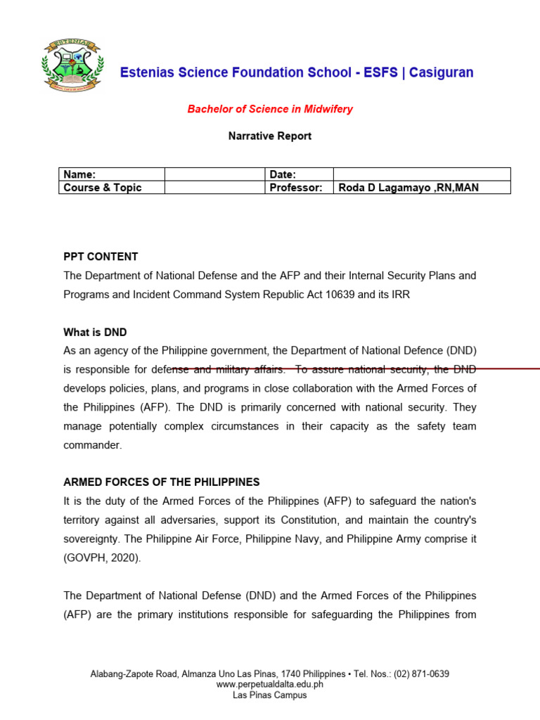 Narrative Report | PDF | Incident Command System | National Security