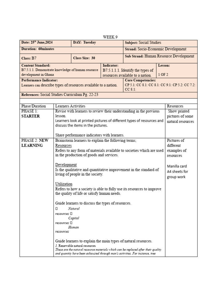 Social Basic 7 week 9 | PDF | Learning | Resource