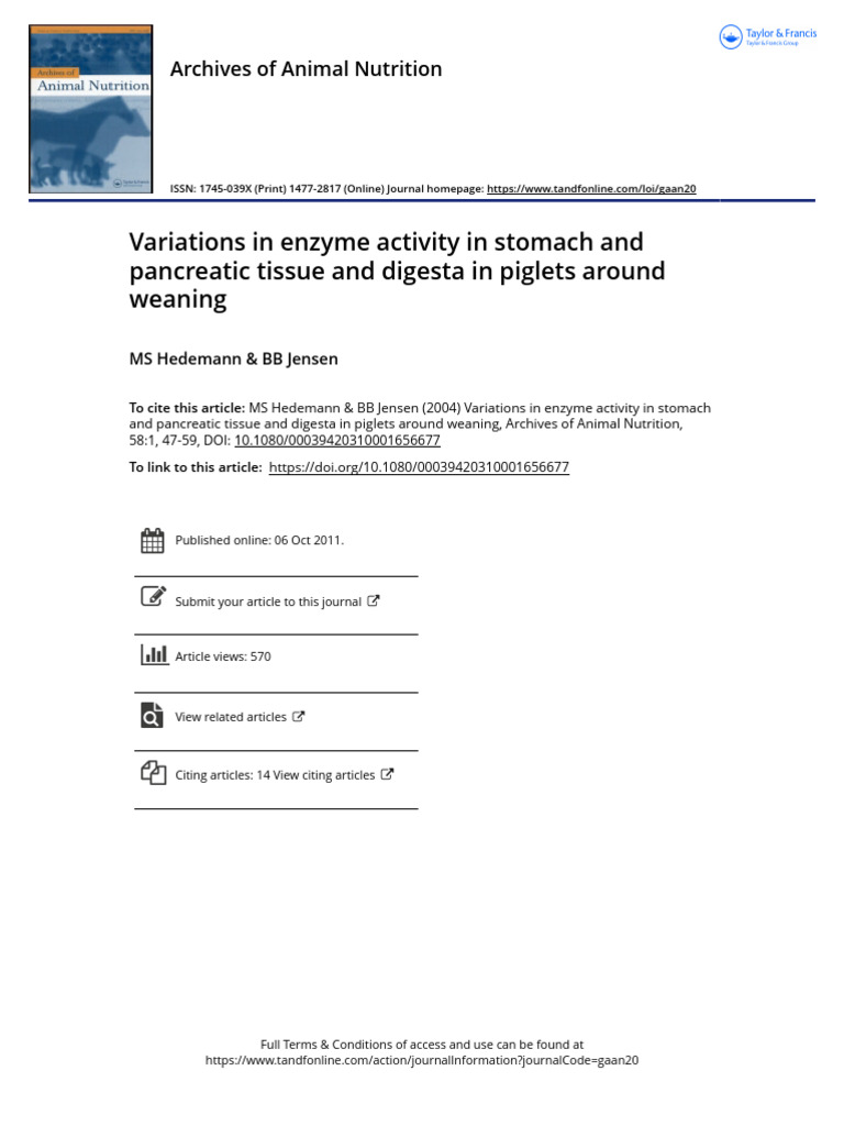 Variations in Enzyme Activity in Stomach and Pancreatic Tissue and ...