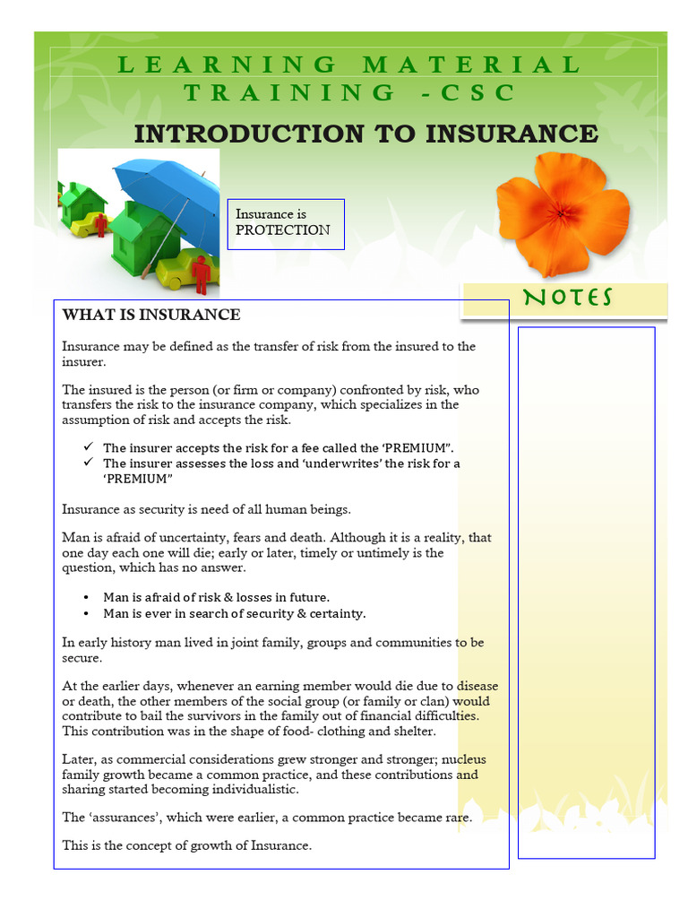 VLE TRG Chapter-1 | PDF | Insurance | Life Insurance
