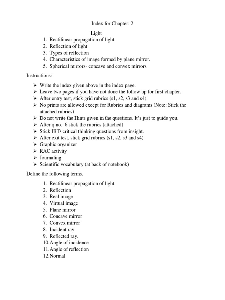 Index Notebook Work Light | PDF | Reflection (Physics) | Mirror