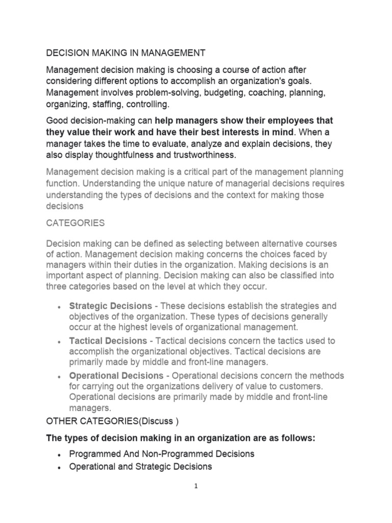Management Decision Making Process | PDF | Decision Making | Voting