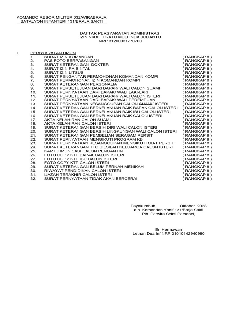 Persyaratan Adm Nikah | PDF