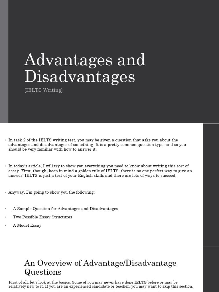 Advantages and Disadvantages Essay | PDF | International English ...