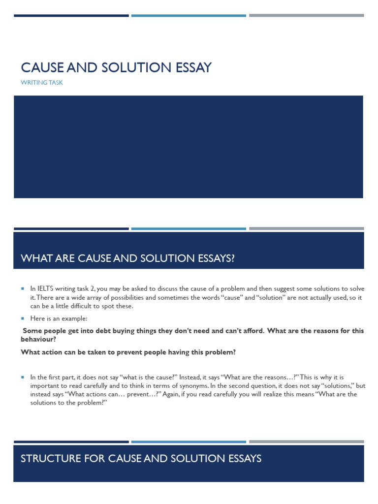 Cause and Solution Essay | PDF | Reason | Essays