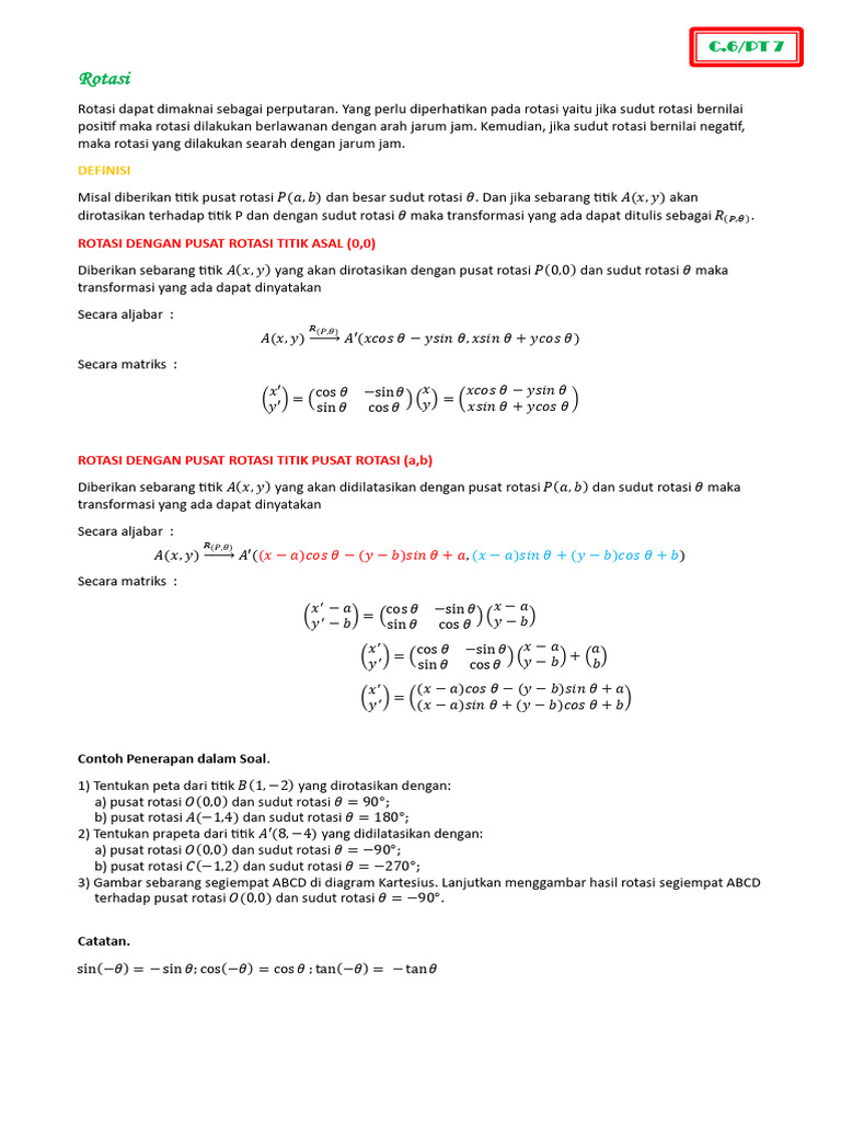 Transformasi Geometri (Rotasi) | PDF