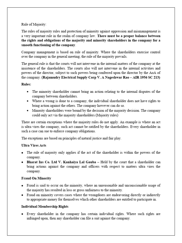 Oppression and Mismanagement Partial Info | PDF | Common Law | Public Law
