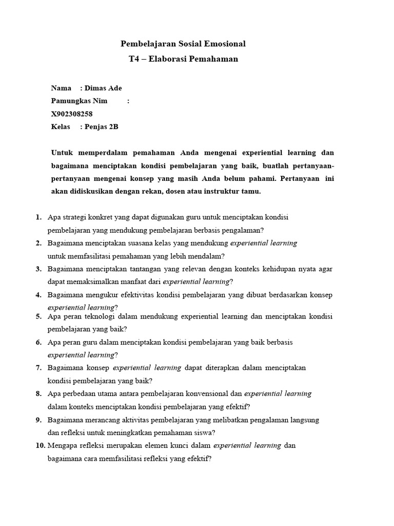 T4 - Elaborasi Pemahaman - PSE - Dimas Ade | PDF