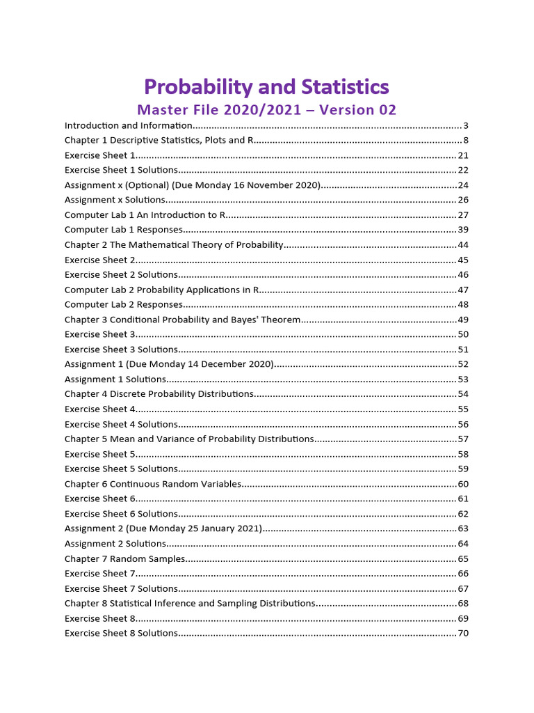 ProbStats Master File - Version 02 WORD | PDF | Probability Distribution | Probability Theory