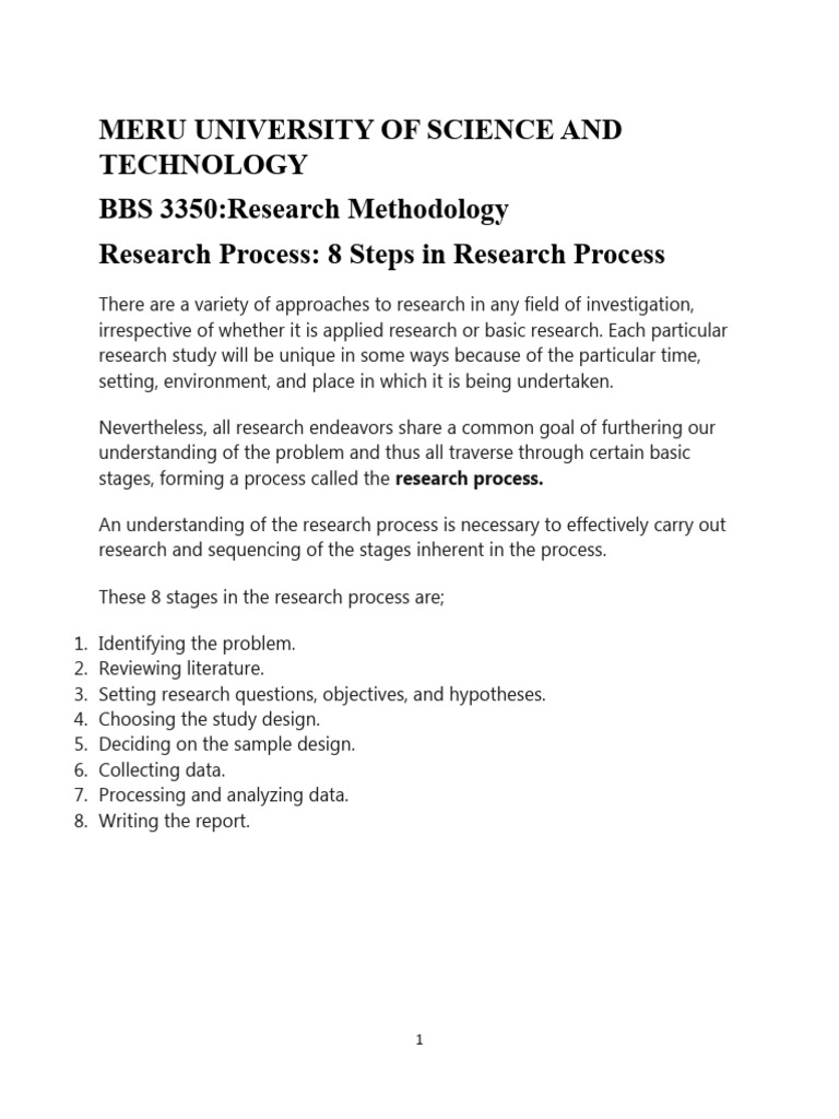 Research Methodology Process Notes | PDF | Sampling (Statistics) | Data