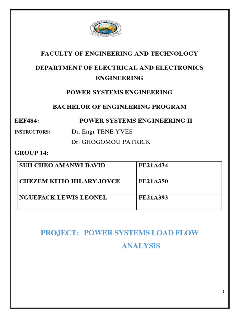 Power System Report Group 14 | PDF | Matrix (Mathematics) | Electrical ...