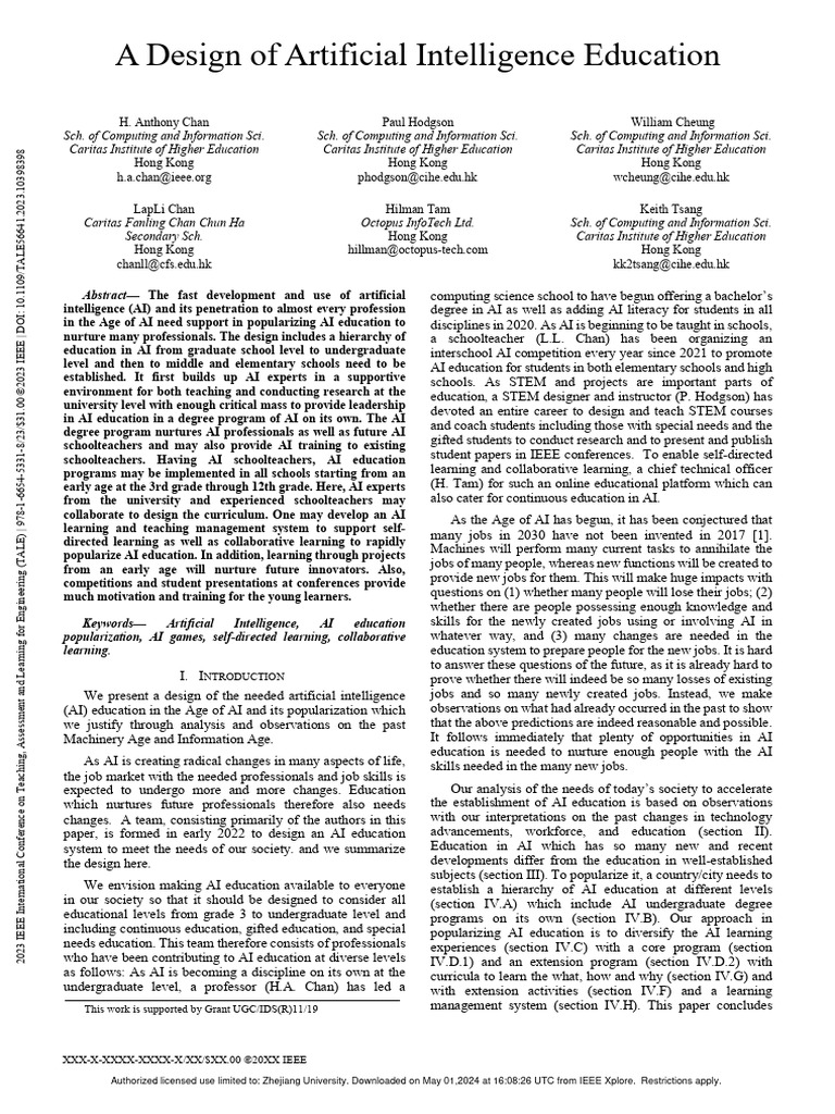 A Design of Artificial Intelligence Education | PDF | Artificial Intelligence | Intelligence (AI ...
