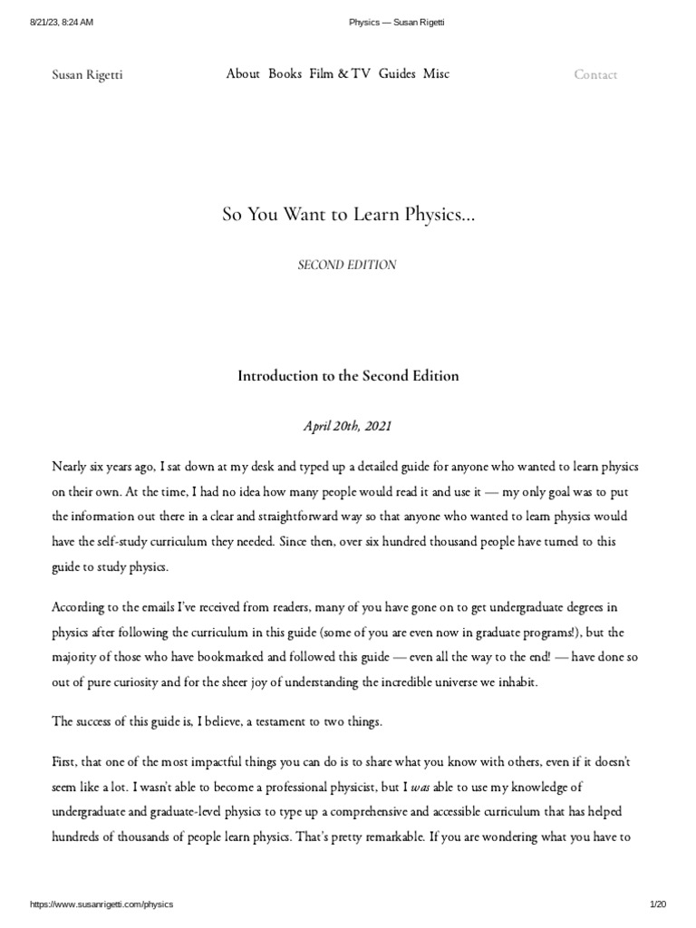 Physics Learning Guide - Susan Rigetti | PDF | Quantum Field Theory ...