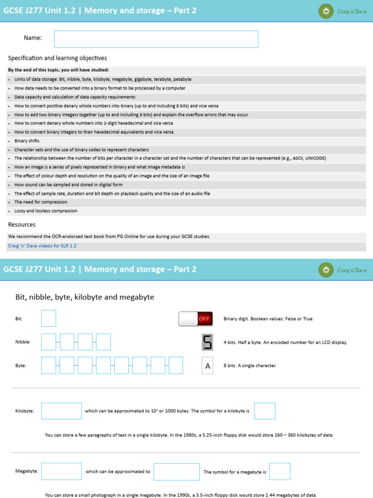 1.2 Workbook - Part 2 | PDF | Data Compression | Byte