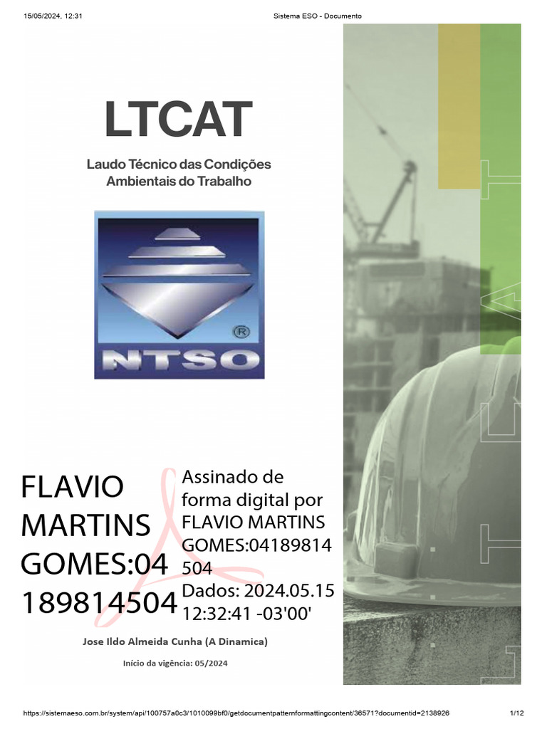 Modelo LTCAT 2024: Laudo Técnico | PDF