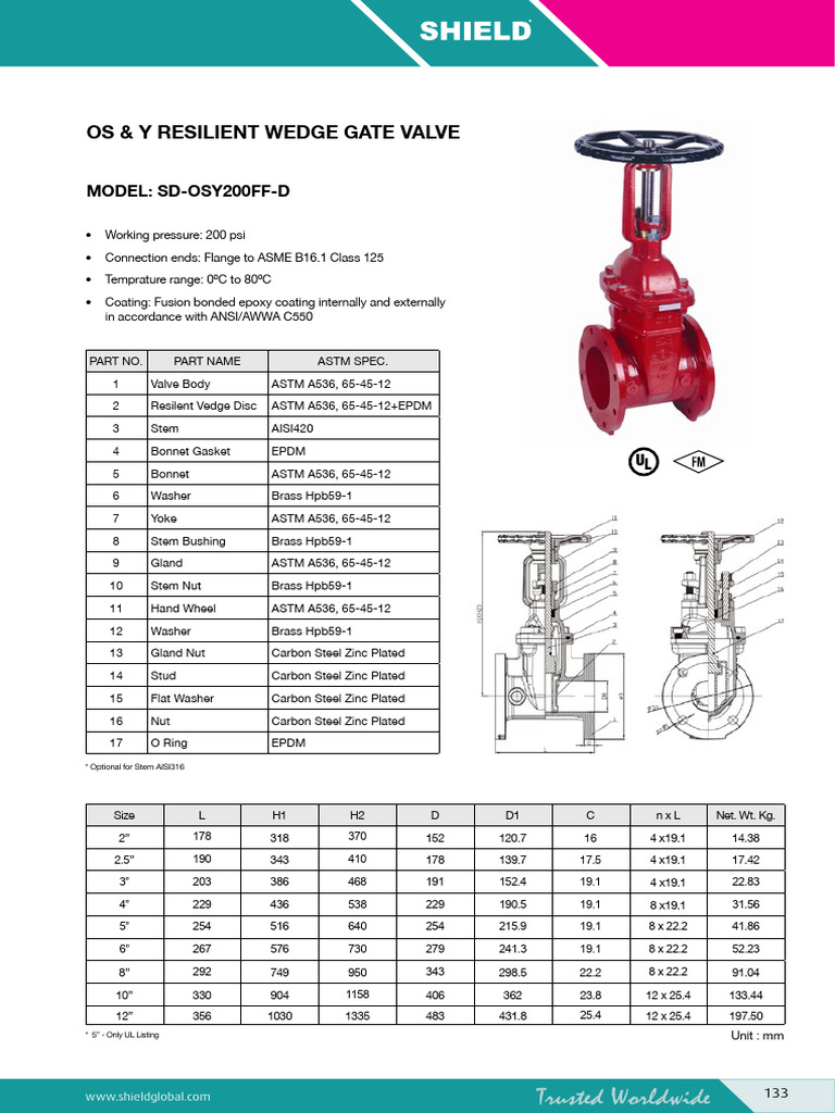OS&Y Resilient Wedge Gate Valve Specs | PDF | Plumbing