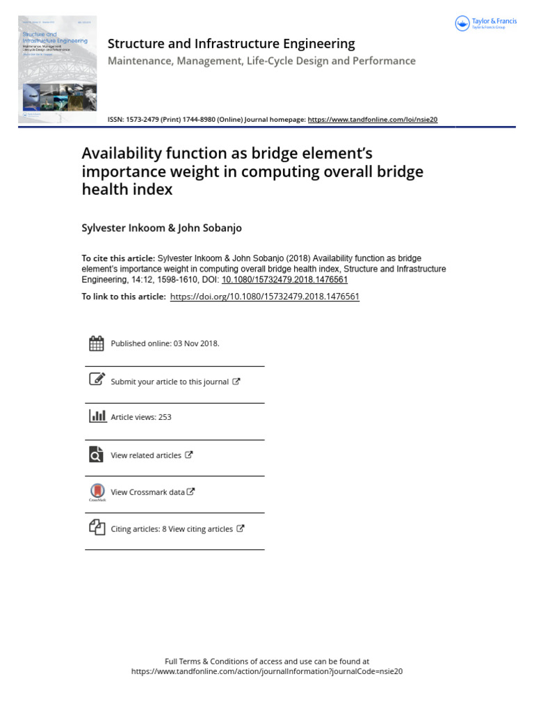 Availability Function As Bridge Element S Importance Weight in ...