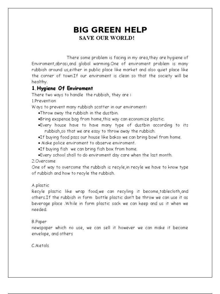 Big Green Help | Download Free PDF | Recycling | Global Warming
