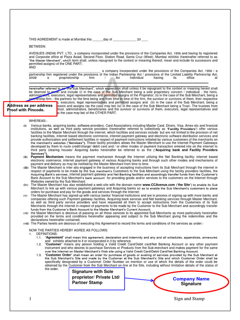 Demo Sub Merchant Agreement | PDF | Credit Card | Payments