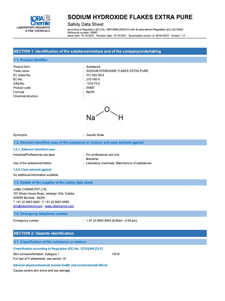 Sodium hydroxide flakes | PDF