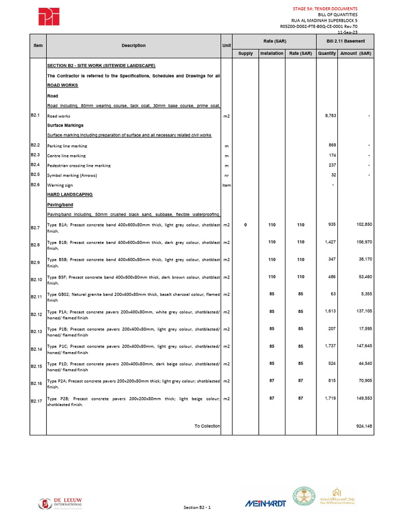 Hardscape-Bill of Quantities | PDF | Concrete | Composite Material