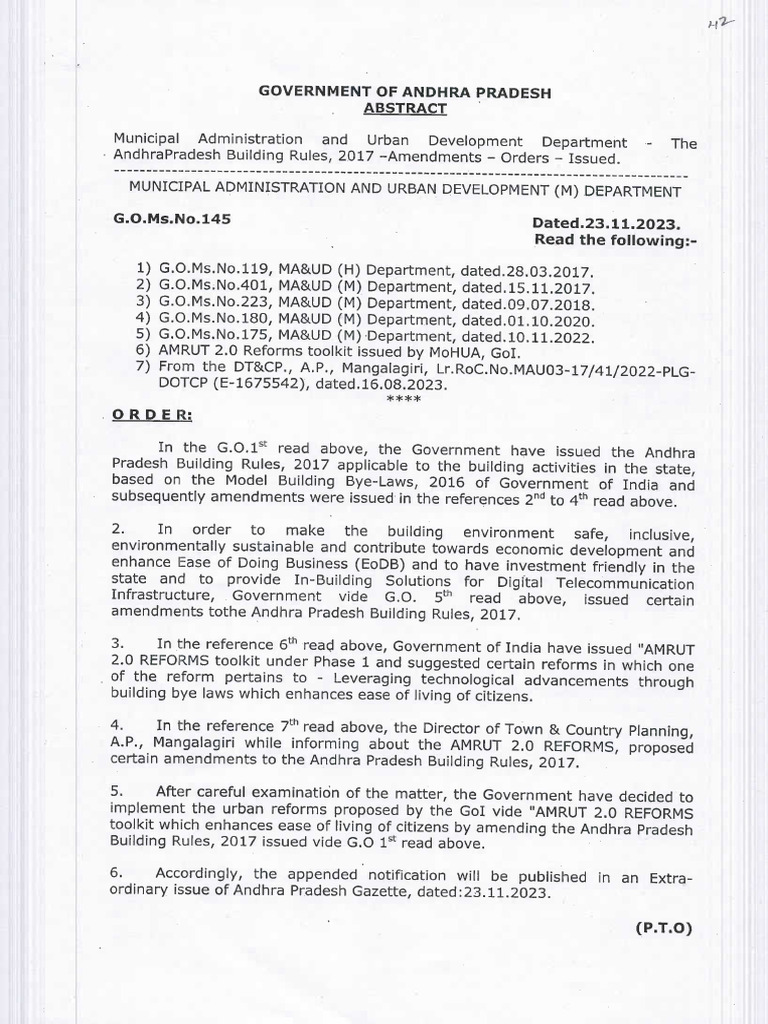 Building Rules Amendement-G.O.Ms - No.145, Dt.23.11.2023 | PDF
