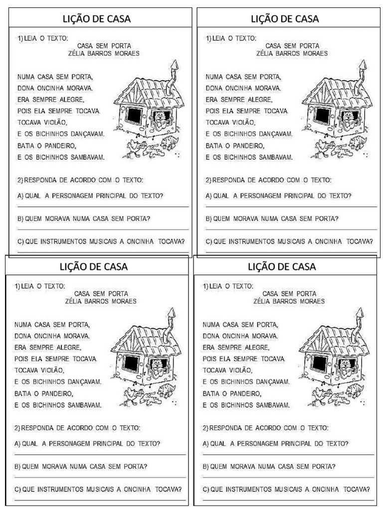 Atividade Interpretação Oncinha Pdf