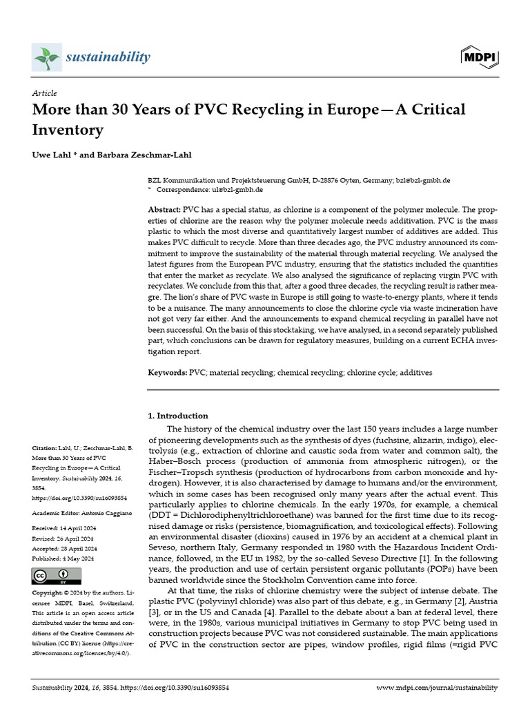 30 Years Recycling Uwe Lahl | PDF | Polyvinyl Chloride | Recycling