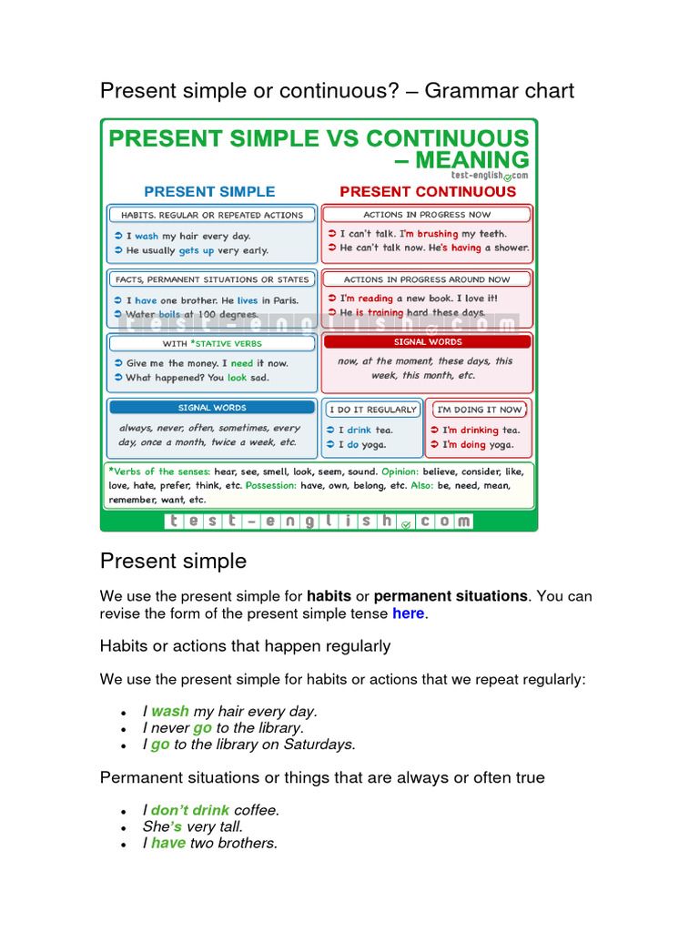 Present Simple or Continuous | PDF | Verb | Grammatical Tense