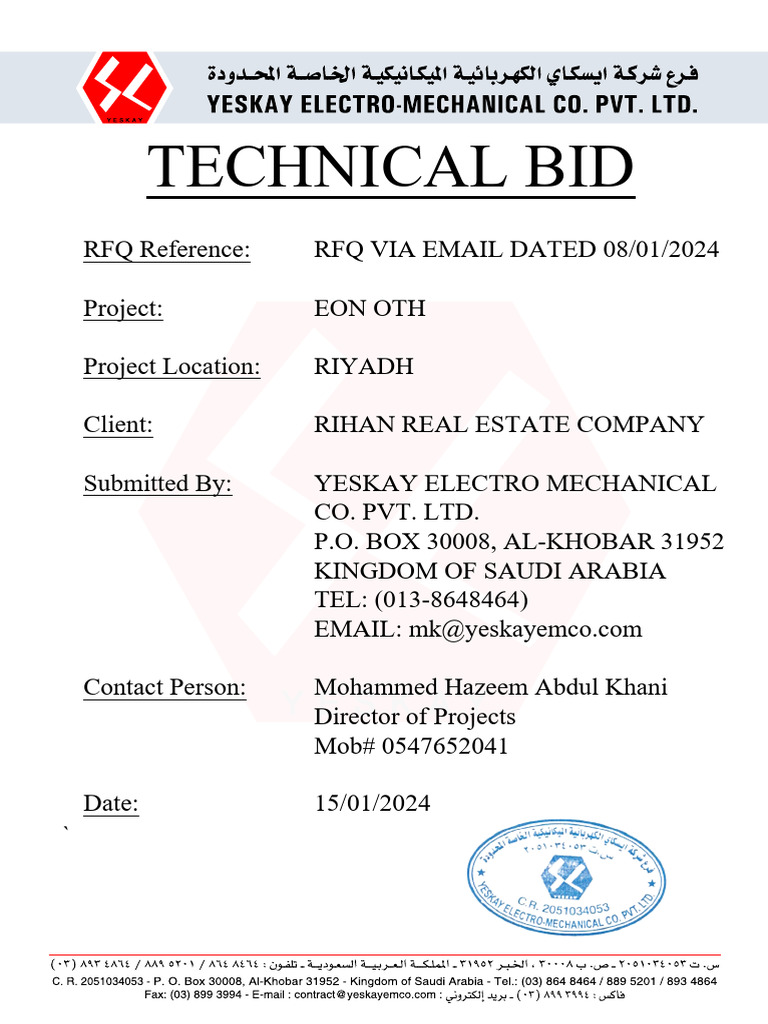 EON OTH Technical Bid Submission | PDF | Security Alarm | Riyadh