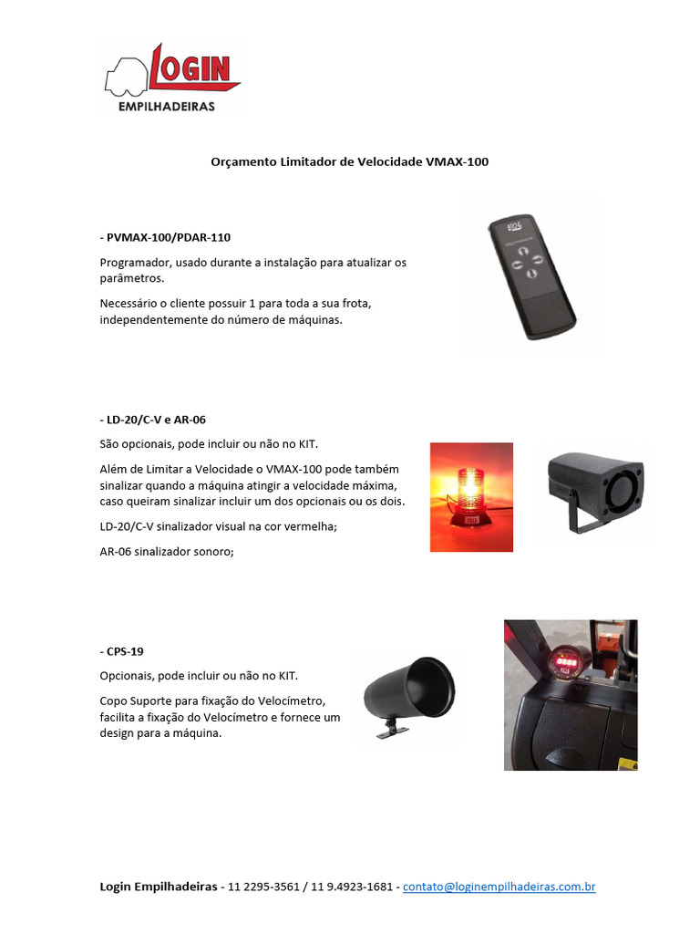 Orçamento e KITs VMAX-100 para Empilhadeiras | PDF | Computadores ...