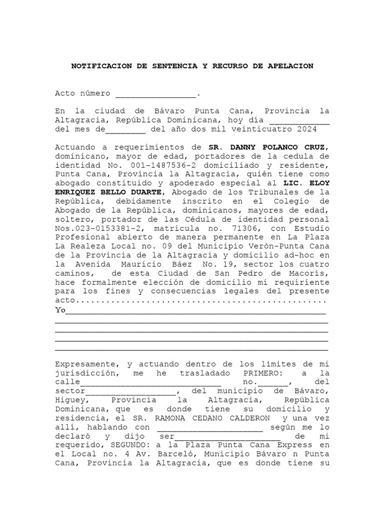 Notificación de Sentencia y Apelación | PDF | Sentencia (ley) | Justicia