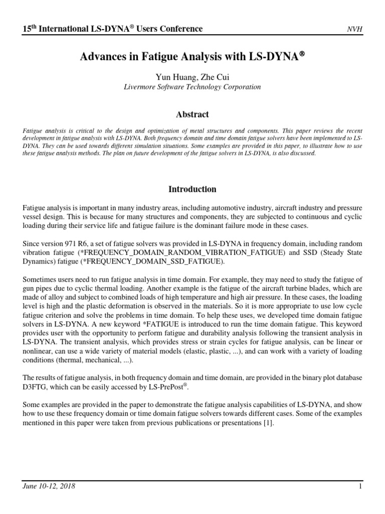 Fatigue in Ls-Dyna | PDF | Fatigue (Material) | Strength Of Materials