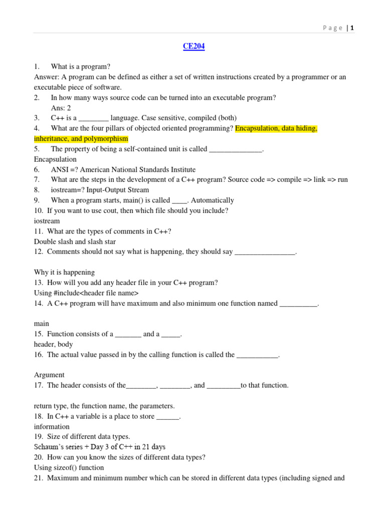 C++ Programming Quiz | PDF | C++ | Computer Program
