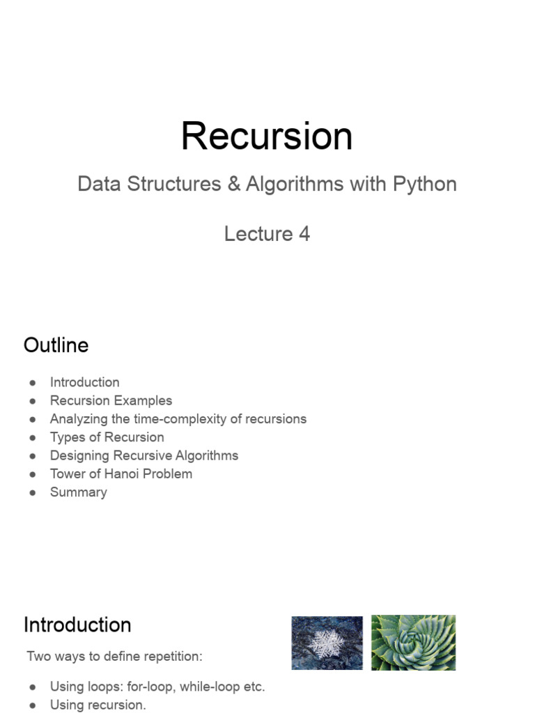 DSAP-Lecture 4 - Recursion | PDF | Recursion | Computer File