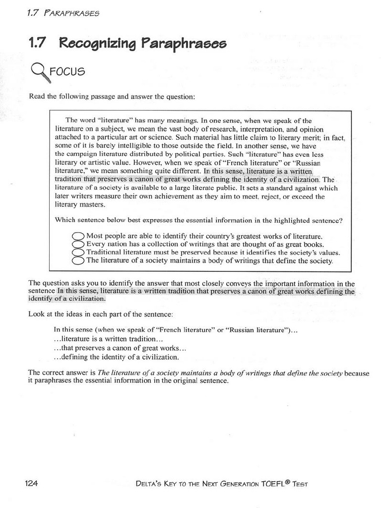 Skill 6 Paraphrasing | PDF