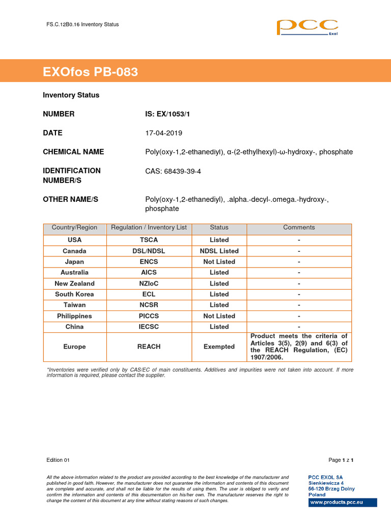 Exofos PB 083 - Regulacje Prawne | PDF