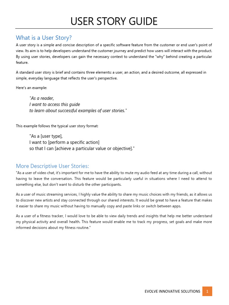 User Story Guide | Download Free PDF | Agile Software Development ...